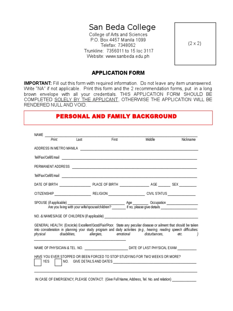 CAS Application Form | PDF
