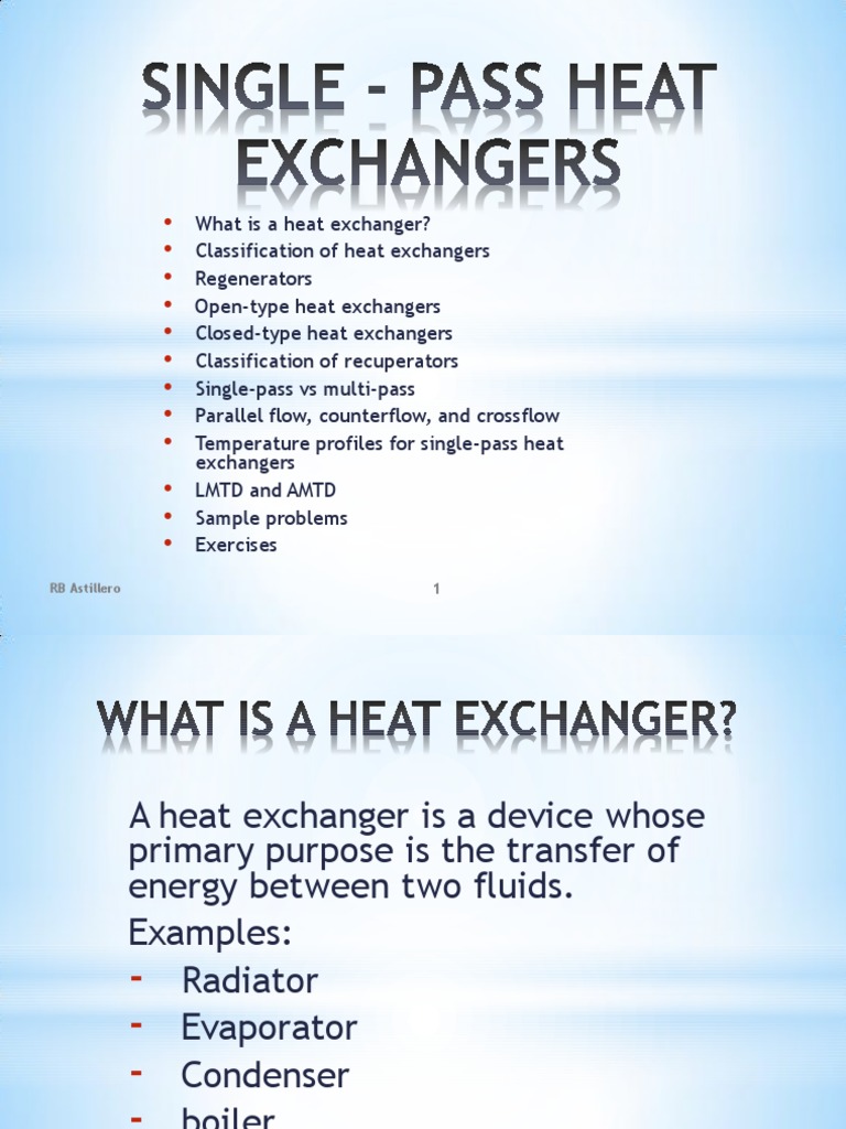 Single-pass Heat Exchangers | Heat Exchanger | Heat