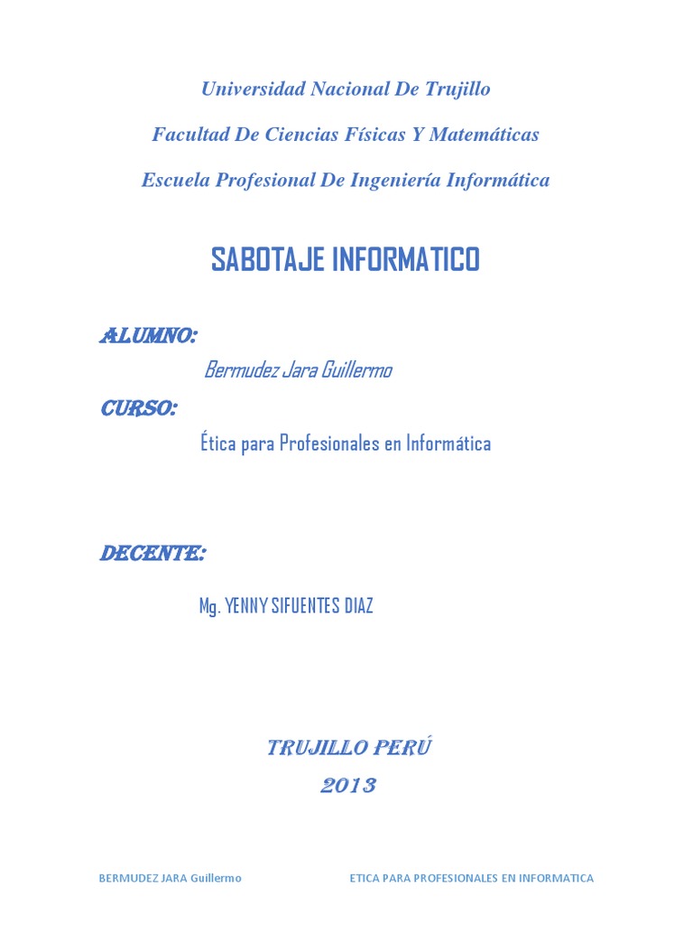 Sabotaje Informático | PDF | Sabotaje | Virus de computadora