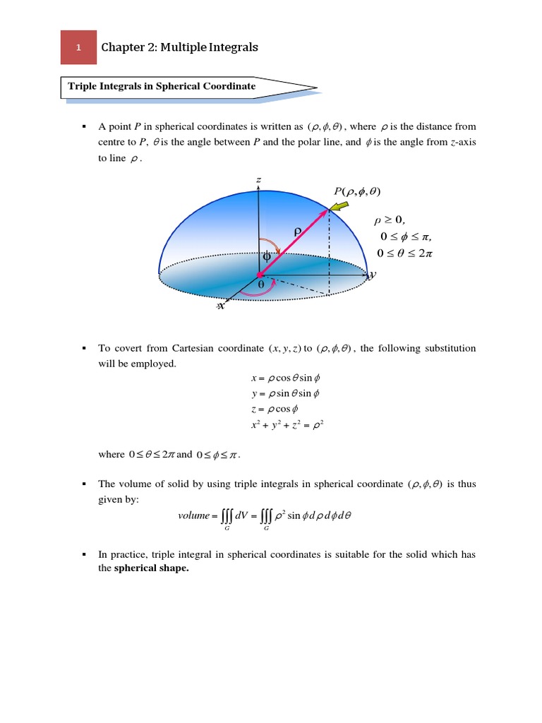 Spherical Integrals Explained | PDF | Sphere | Coordinate System
