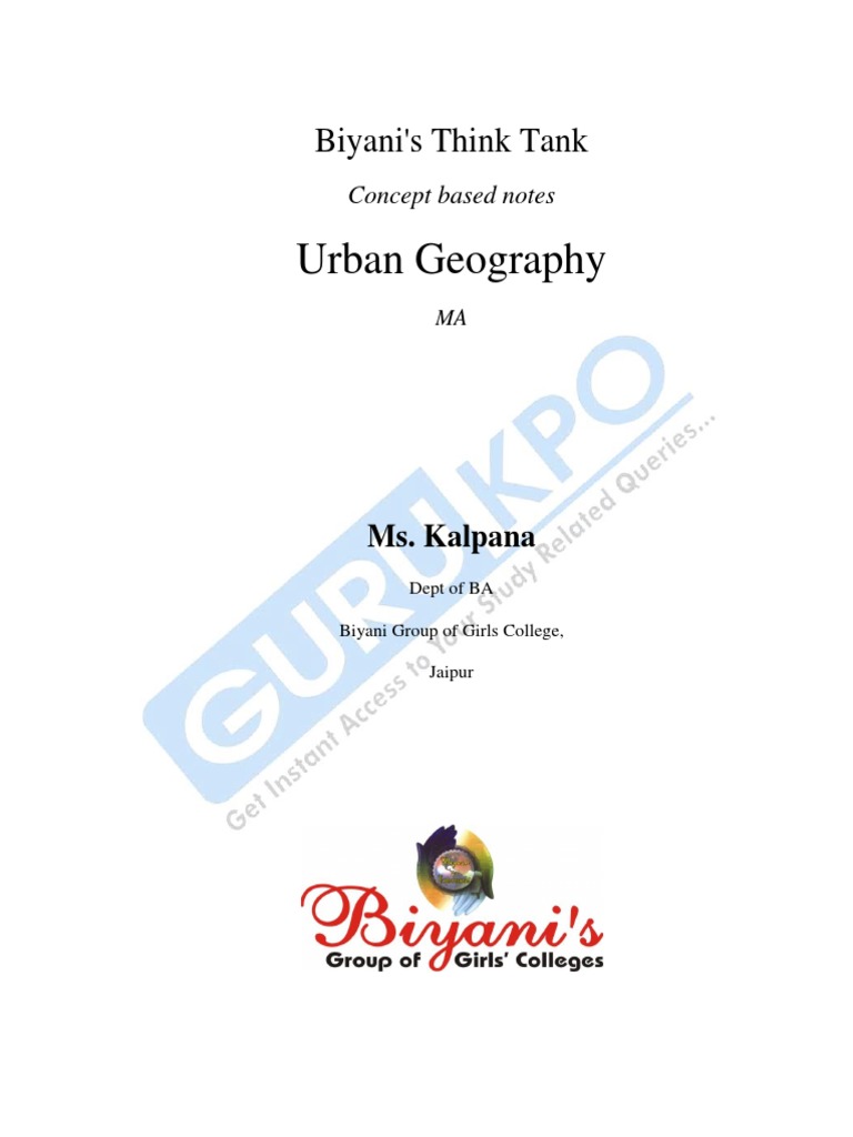 Urban Geography | PDF | Geography | Metropolitan Area