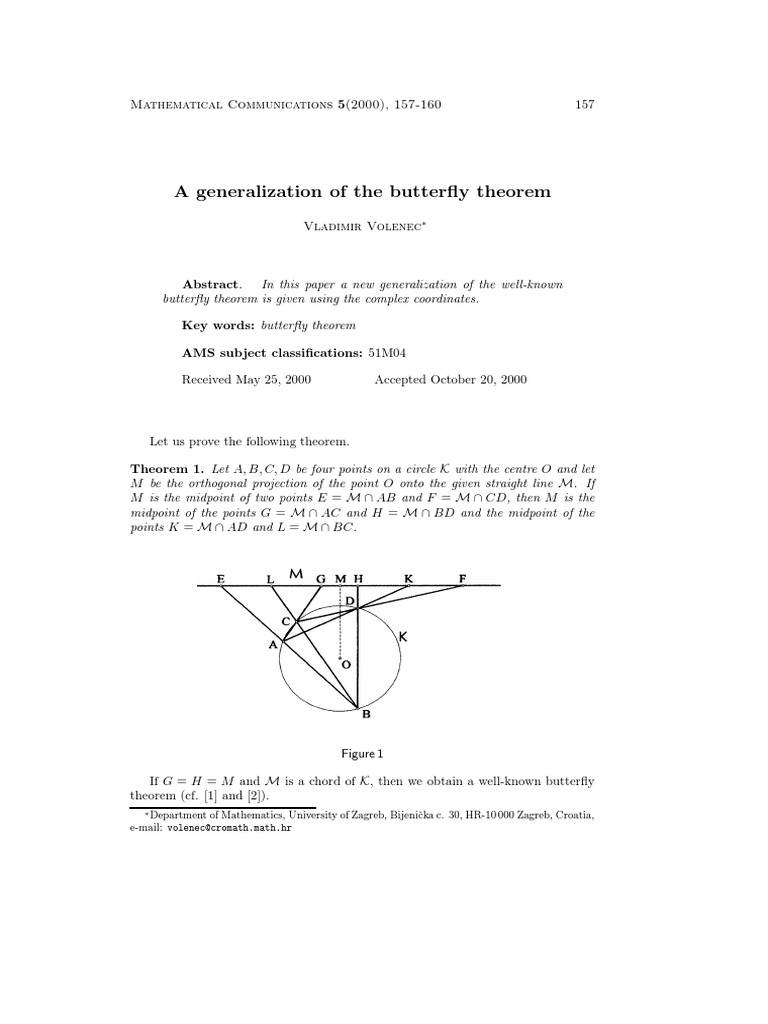 A Generalization of the Butterfly Theorem Using Complex Coordinates ...