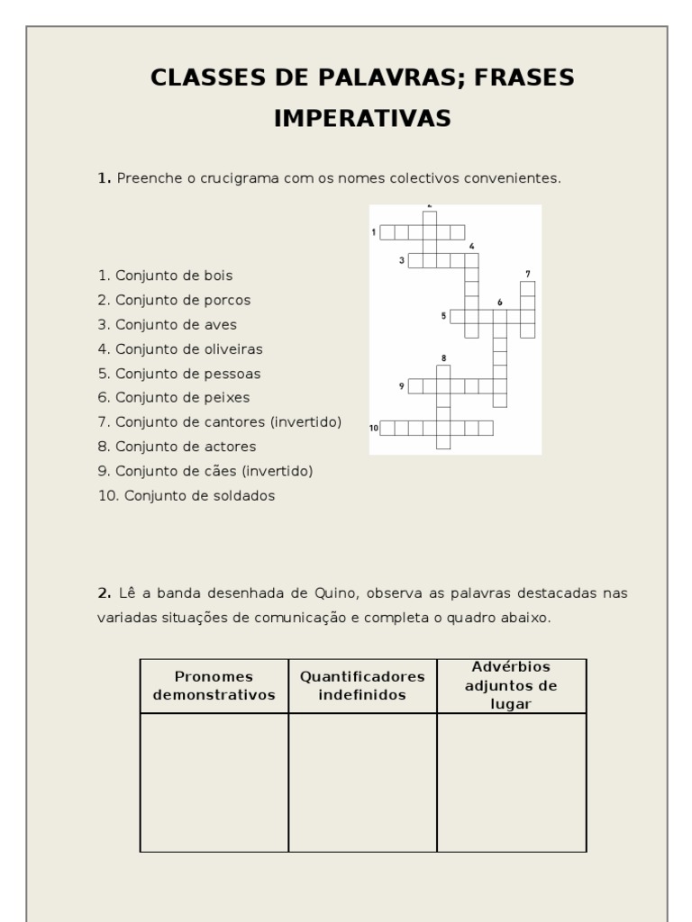 Classes de Palavras e Frases Imperativas | PDF | Linguística