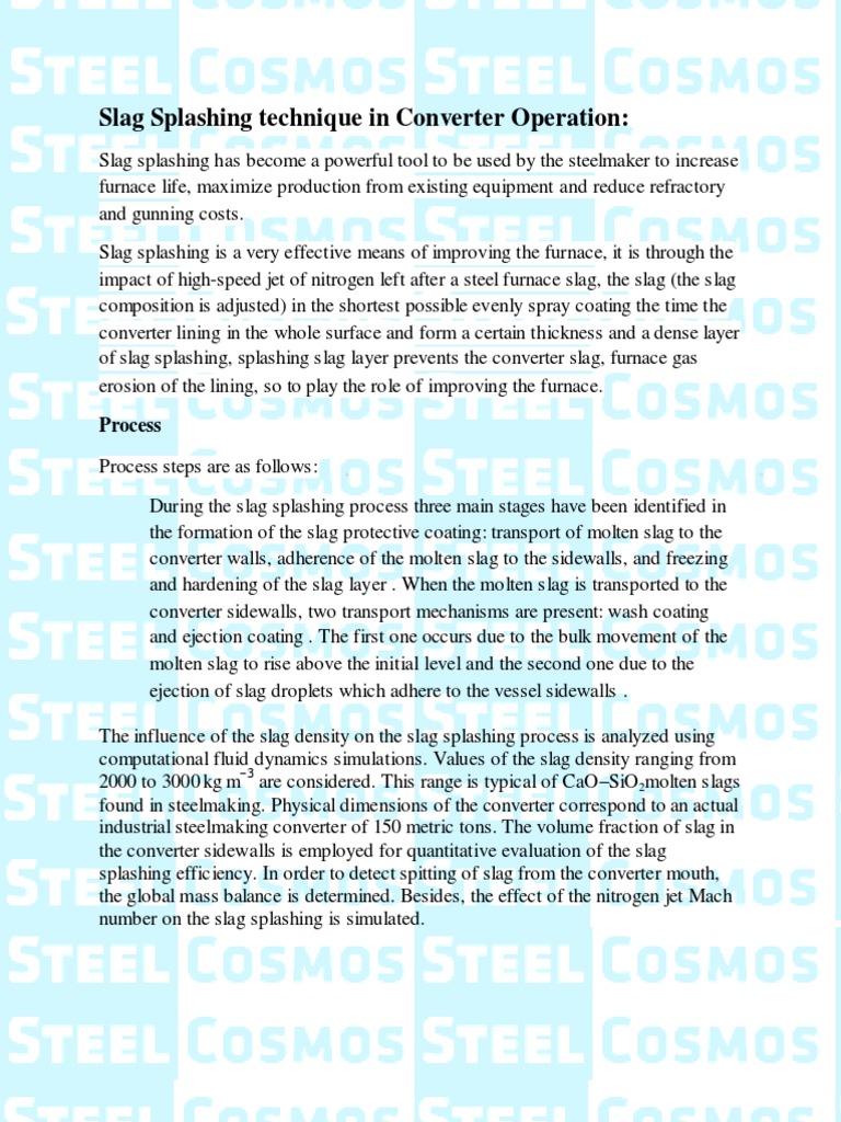 Slag Splashing in Steel Converter Operations | PDF | Computational ...