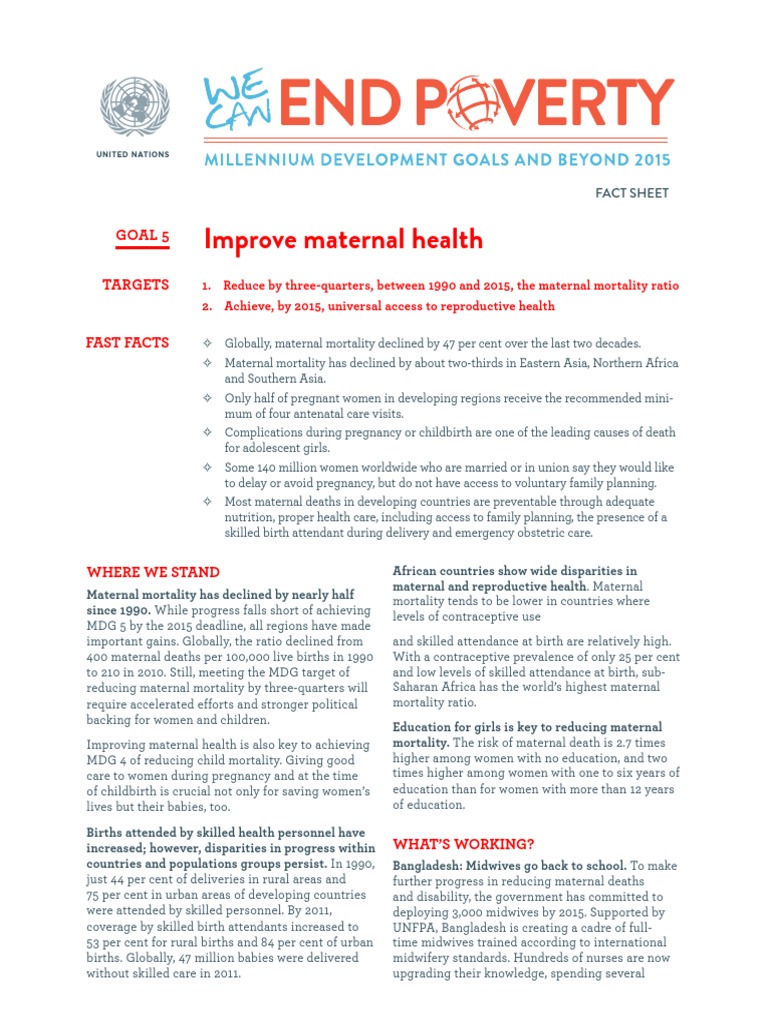 Goal 5 MDG | PDF | Maternal Death | Maternal Health