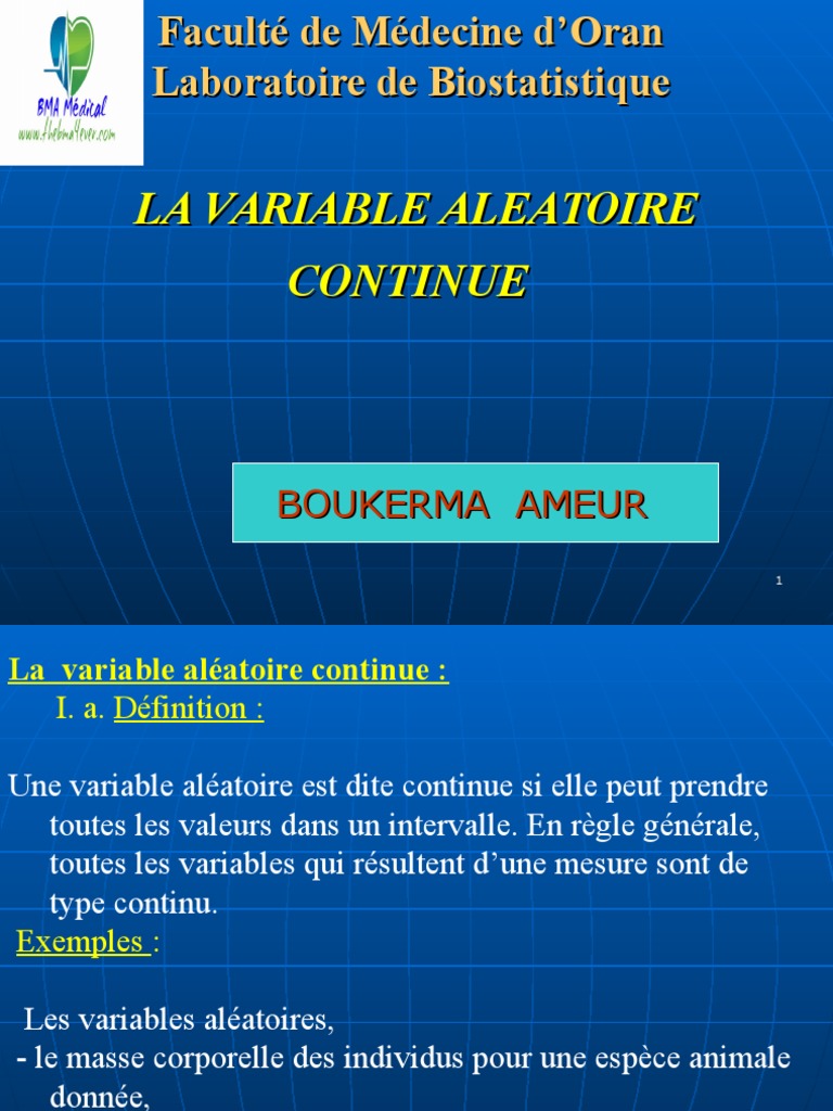Variables Aléatoires Continues et Fonctions de Densité | PDF | Variable aléatoire | Variable ...