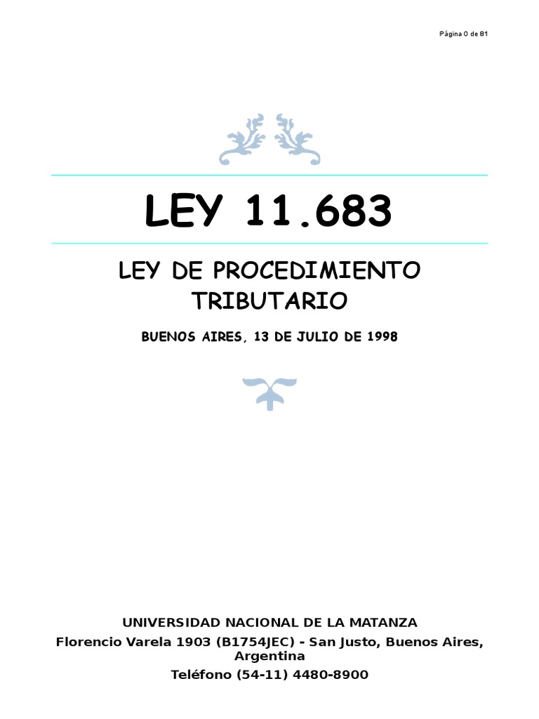 LEY 11683 - Procedimiento Fiscal - 81 | PDF | Impuestos | Unión Europea