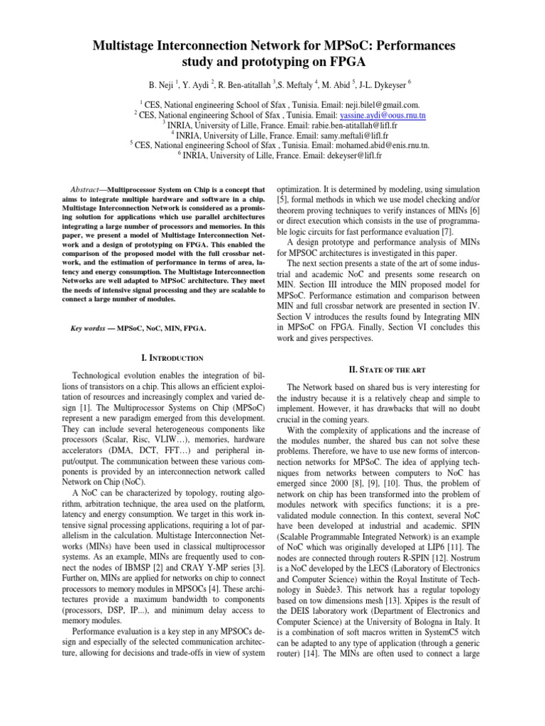 Multistage Interconnection Network For Mpsoc: Performances Study and Prototyping On Fpga ...