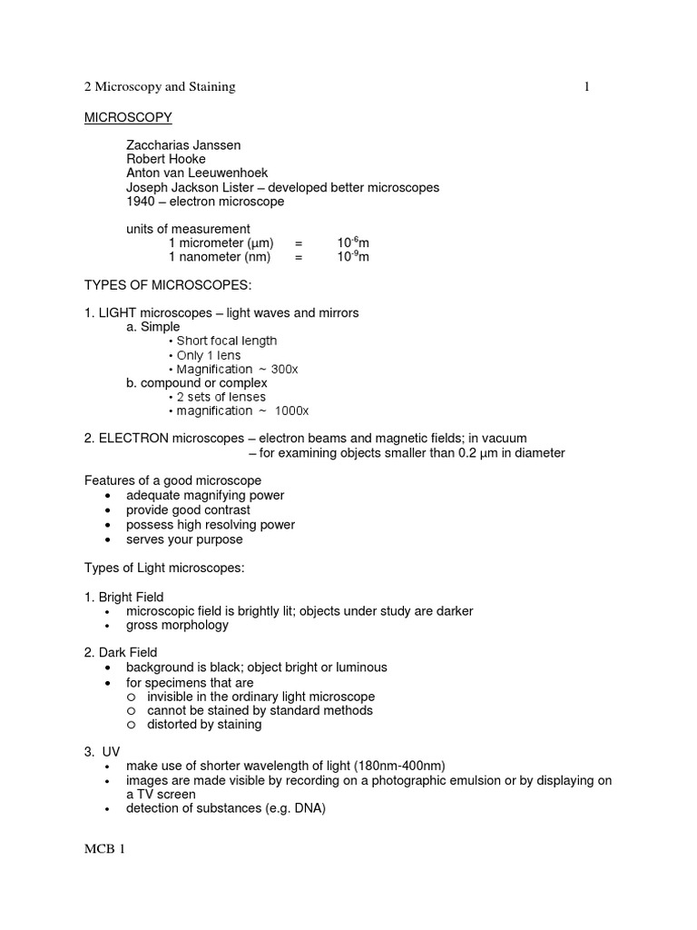 Microscopy and Staining | PDF | Microscopy | Staining