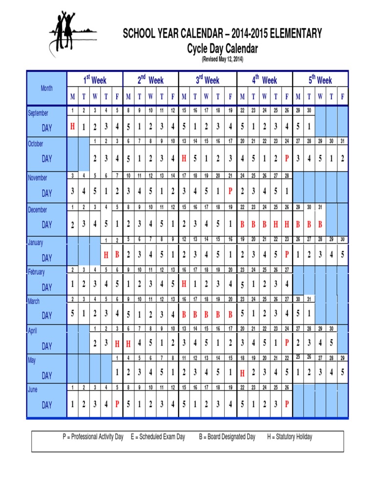 Cycle Day Calendar - Elem 2014-15 Revised | PDF | Career & Growth