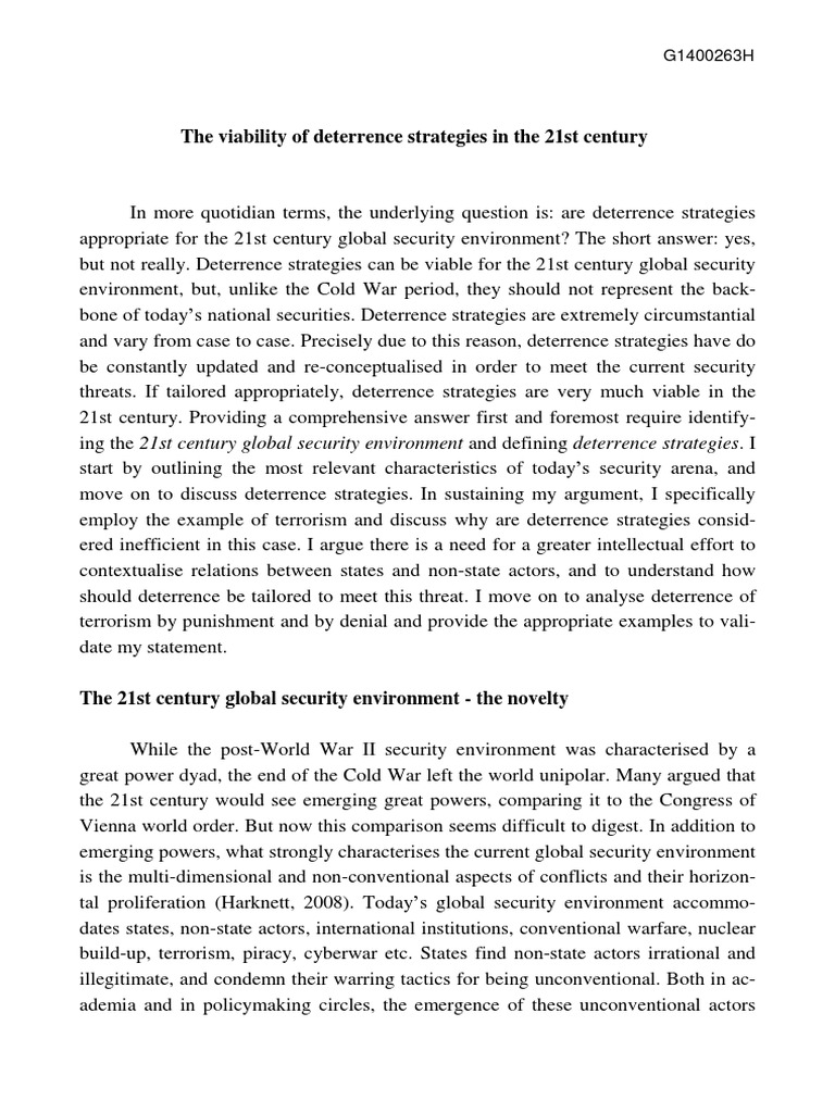 The Viability of Deterrence Strategies in The 21st Century - Deterring ...
