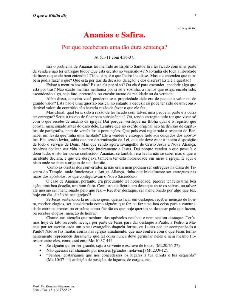 Ananias e Safira | PDF | Evangelho de Mateus | Jesus