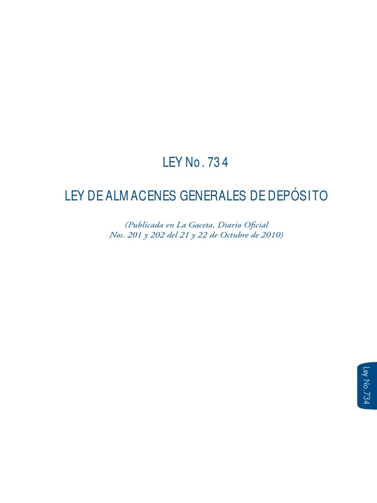 Almacenes Generales Depositos Ley 734 | PDF | Bancos | Sociedad de ...
