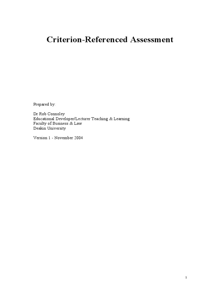 Criterion-Referenced Assessment Guide | PDF | Rubric (Academic ...