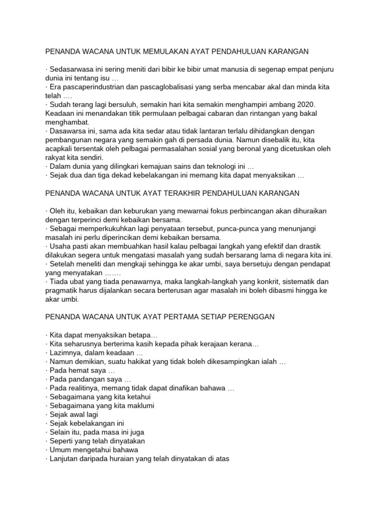 Contoh Penanda Wacana Pendahuluan Karangan - EmeliaafeBerger