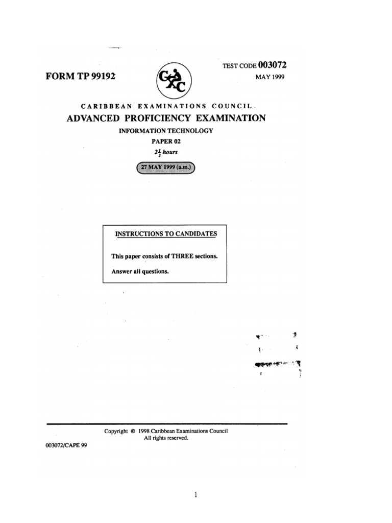 CAPE IT Past Papers | PDF
