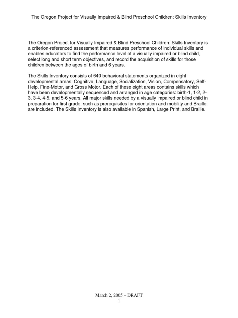 Oregon | PDF | Visual Impairment | Preschool