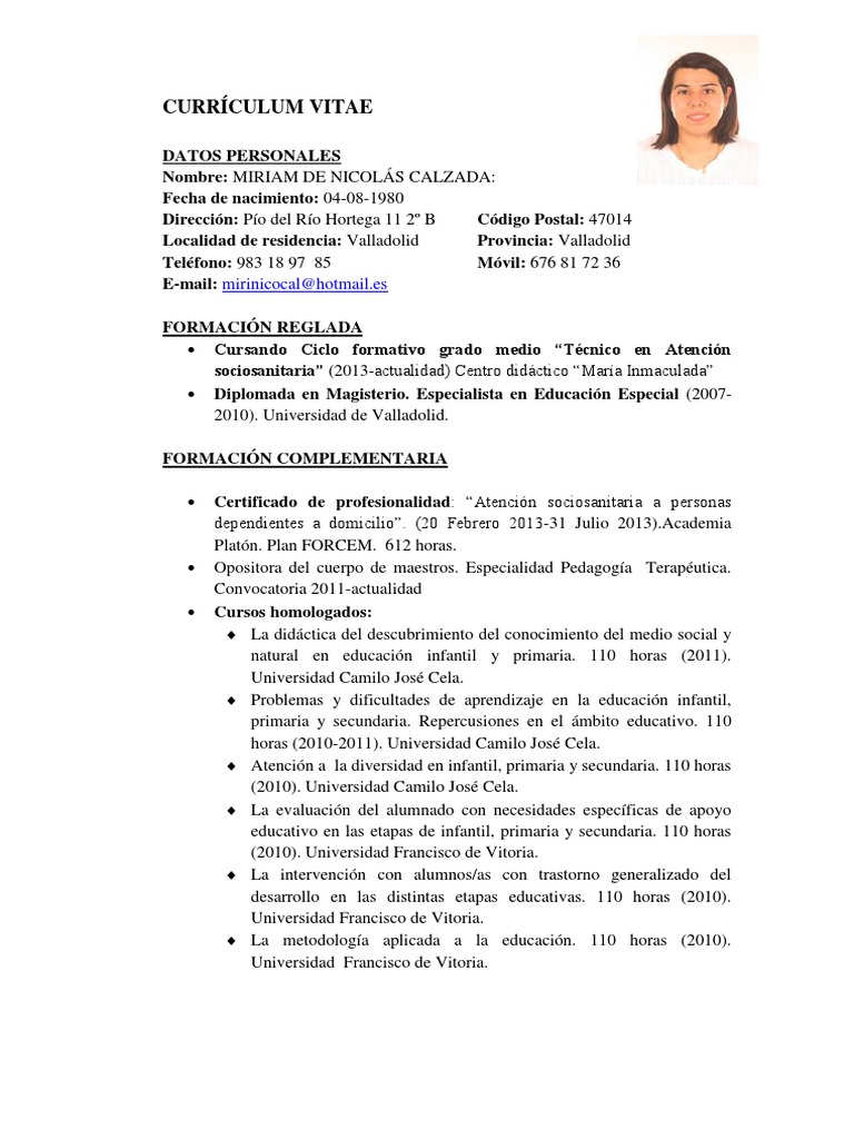 Currículum Vitae Centros de Educación Especial | PDF | Educación especial | Educación Secundaria