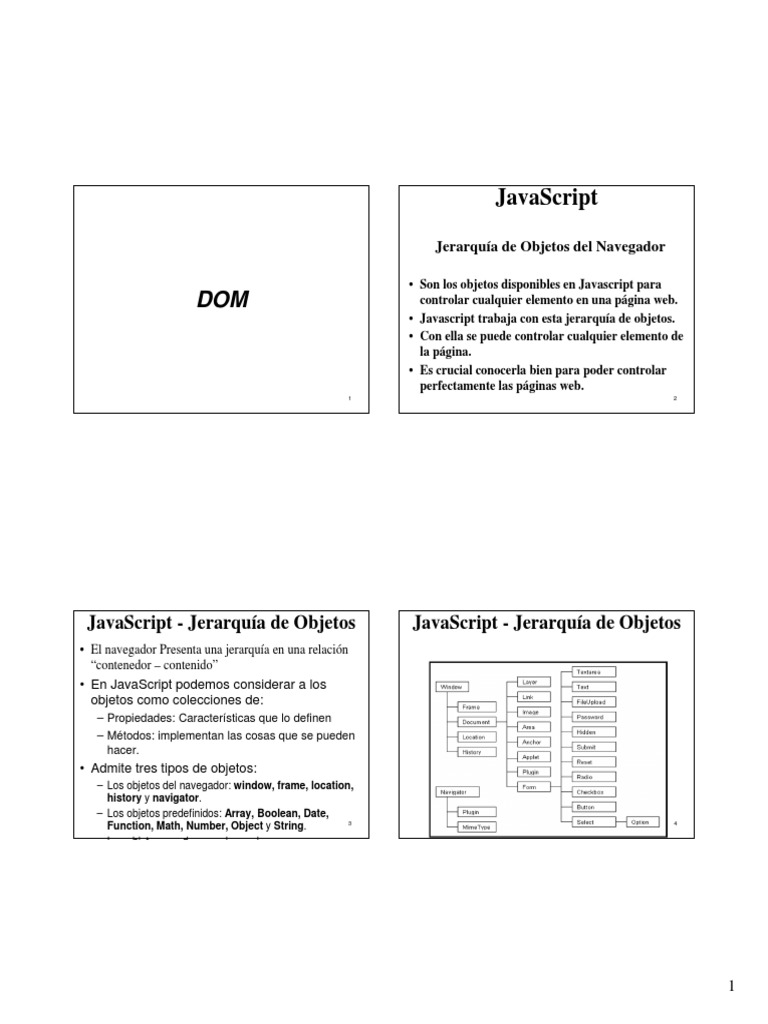 Javascript: Javascript - Jerarquía de Objetos Javascript - Jerarquía de Objetos | PDF | Script ...