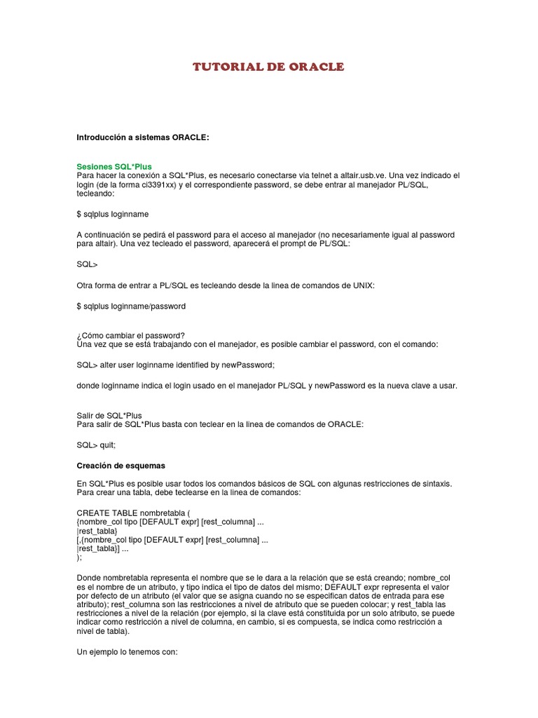 Tutorial de Oracle | PDF | Pl / Sql | SQL