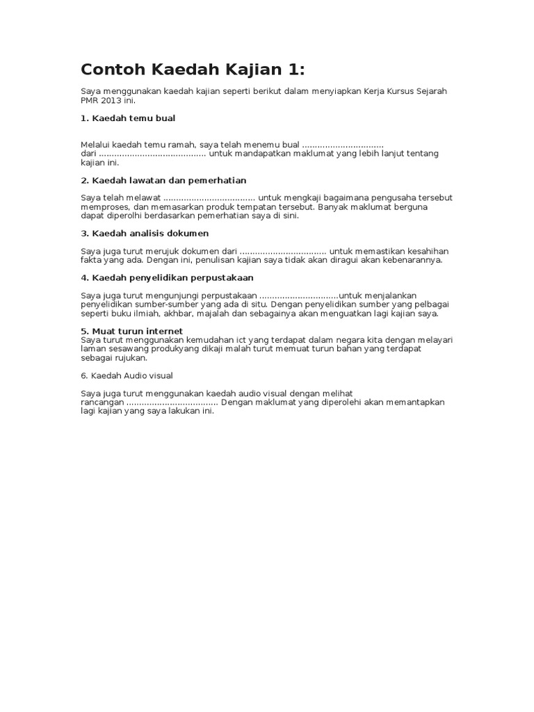 Contoh Kaedah Kajian 1 | PDF | Bisnis