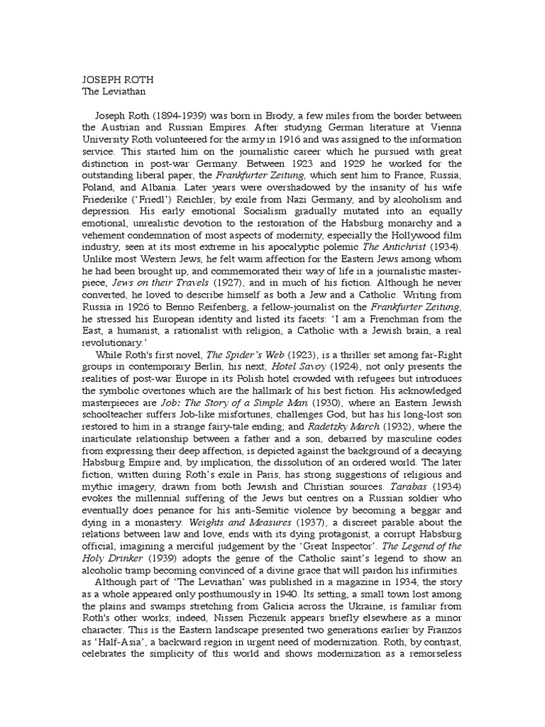 ROTH, Joseph - The Leviathan | PDF