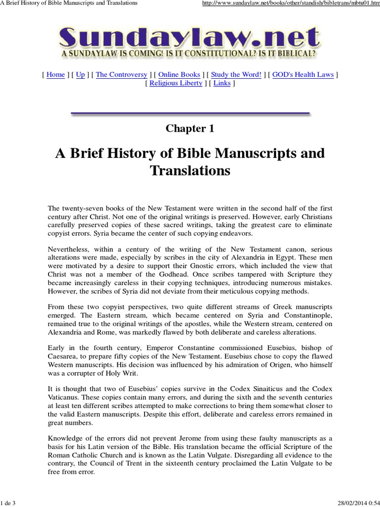 Bible, Preservation, The Fall A Brief History of Bible Manuscripts and ...