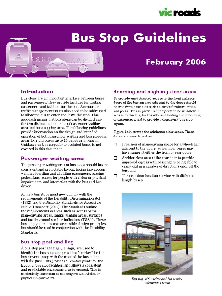 VicRoads Bus Stop Guidelines | PDF | Bus | Traffic