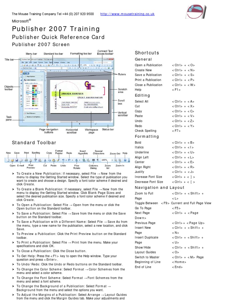 Publisher 2007 Quick Reference | PDF | Double Click | Menu (Computing)
