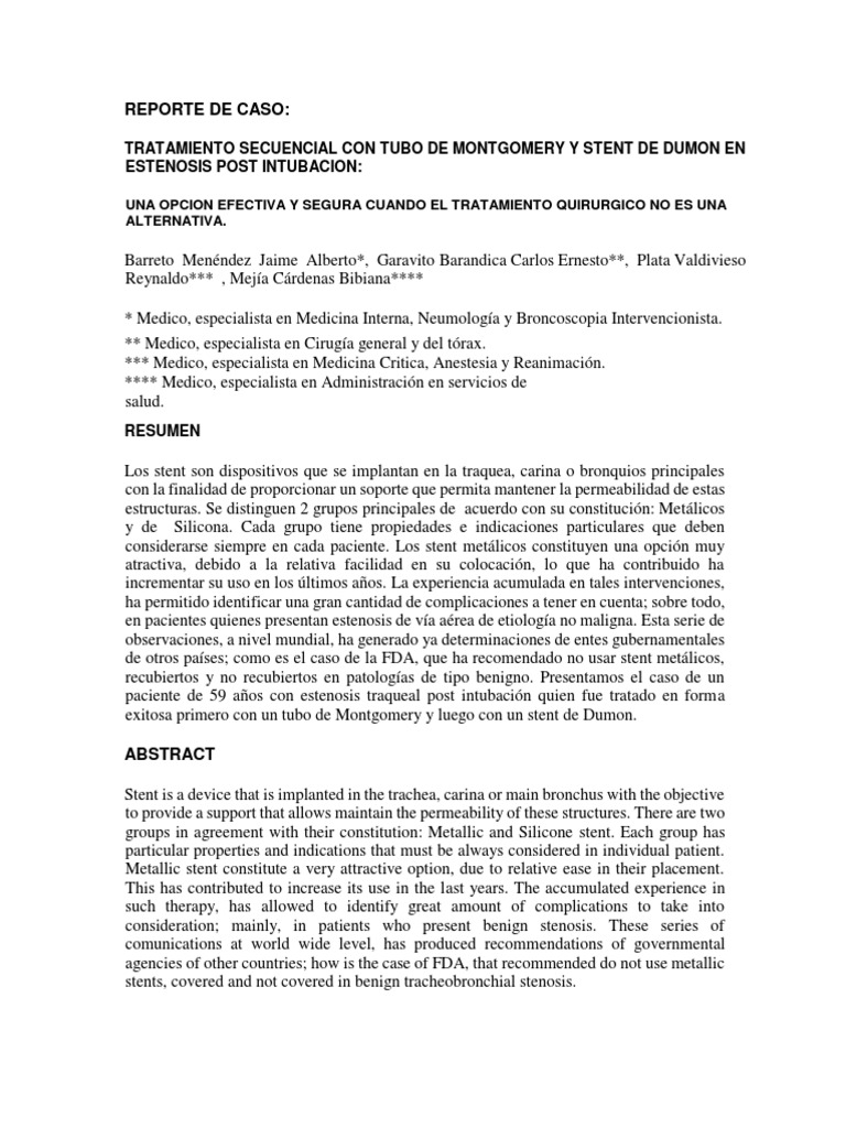 Stent de Dumon | PDF | Stent | Tos