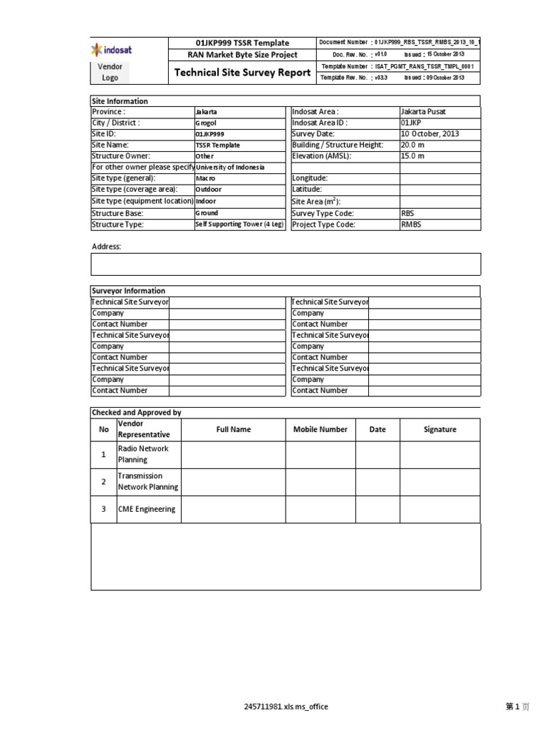 Indosat TSSR Report Template v03.3 (2013!10!09) | PDF | Photograph ...