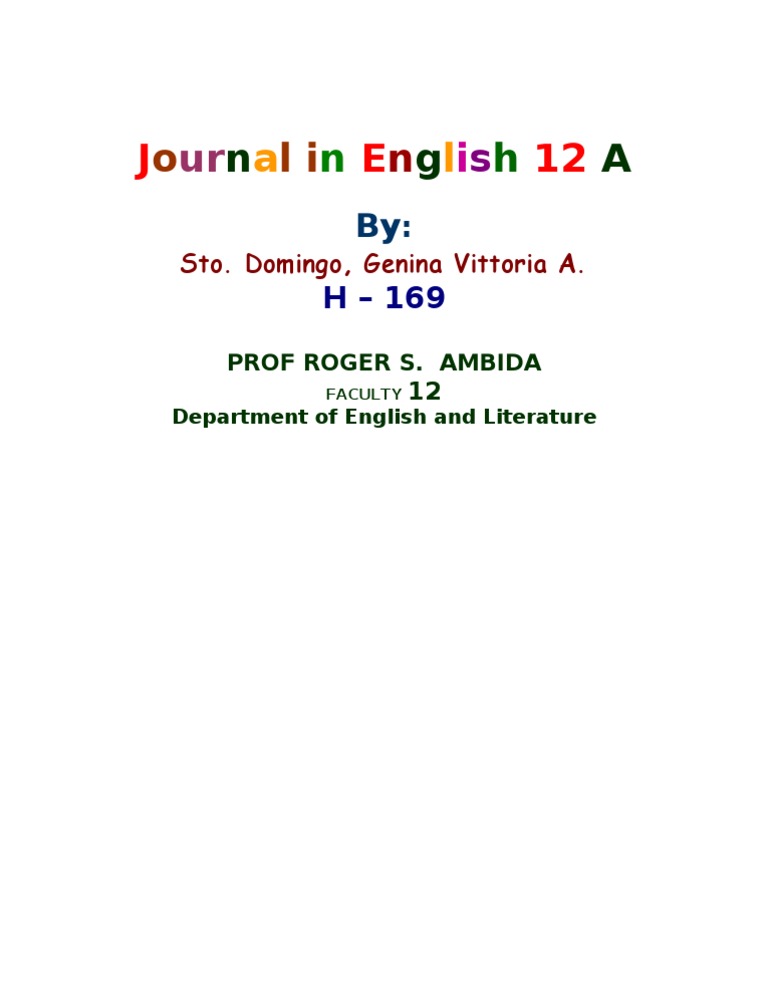 Journal in English 12 A | PDF