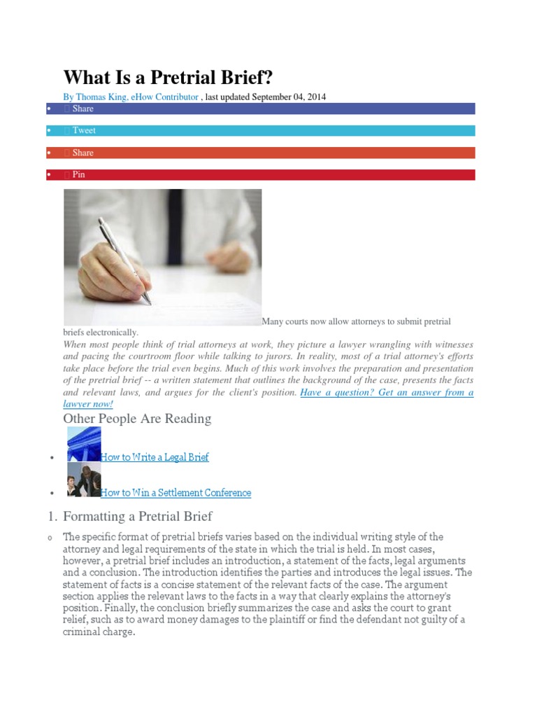 Notes On Pretrial Brief and Judicial Affidavit | PDF | Brief (Law ...