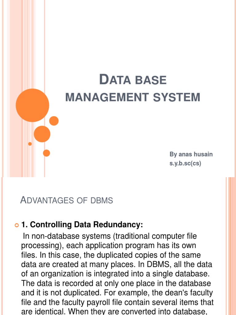 ATA Base Management System: by Anas Husain S.y.b.sc (CS) | PDF ...