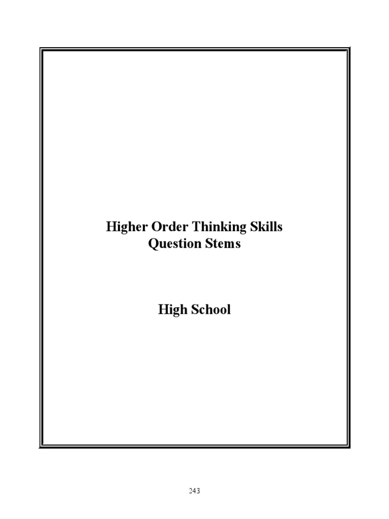 Higher Order Thinking Skill Question Stems | PDF | Epistemology | Truth