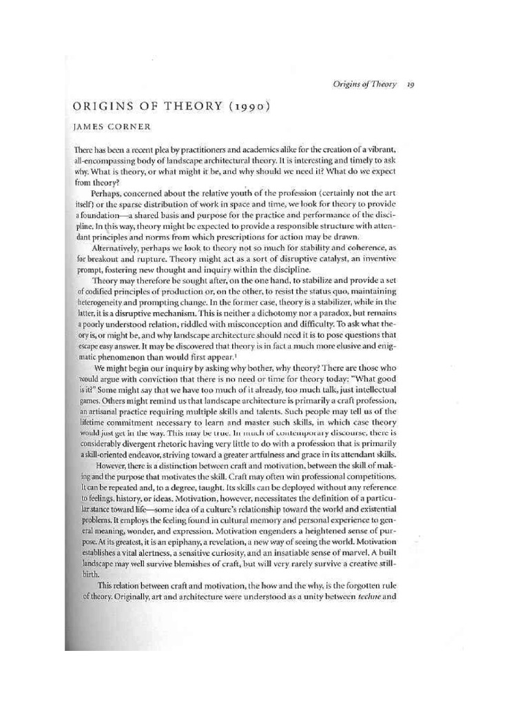 James Corner - Origins of Theory | PDF