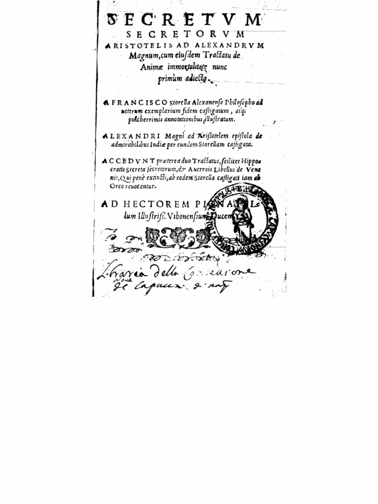Secretum Secretorum Aristotelis | PDF