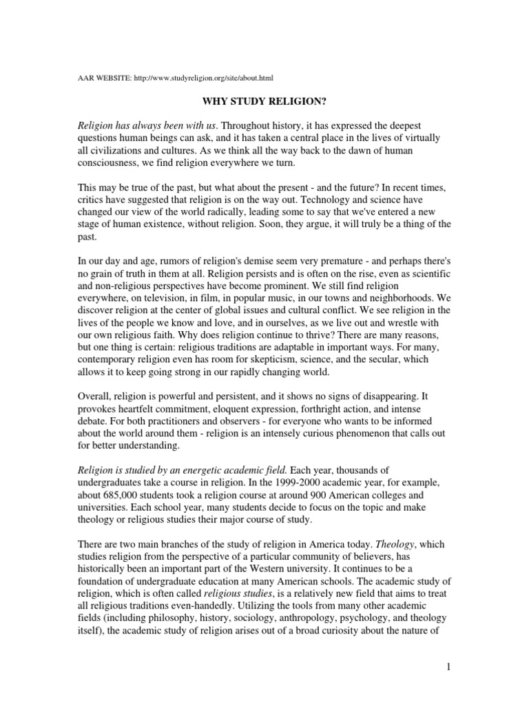 AAR - Why Study Religion | PDF | Religious Studies | Traditions