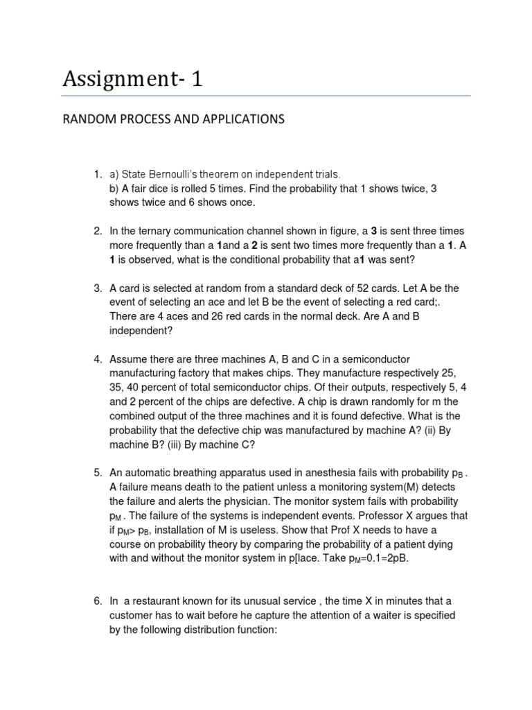 Questions On Probability and Random Process | Download Free PDF ...