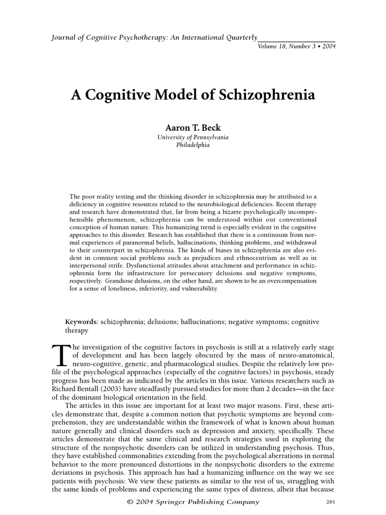 A Cognitive Model of Schizophrenia | PDF | Psychosis | Schizophrenia