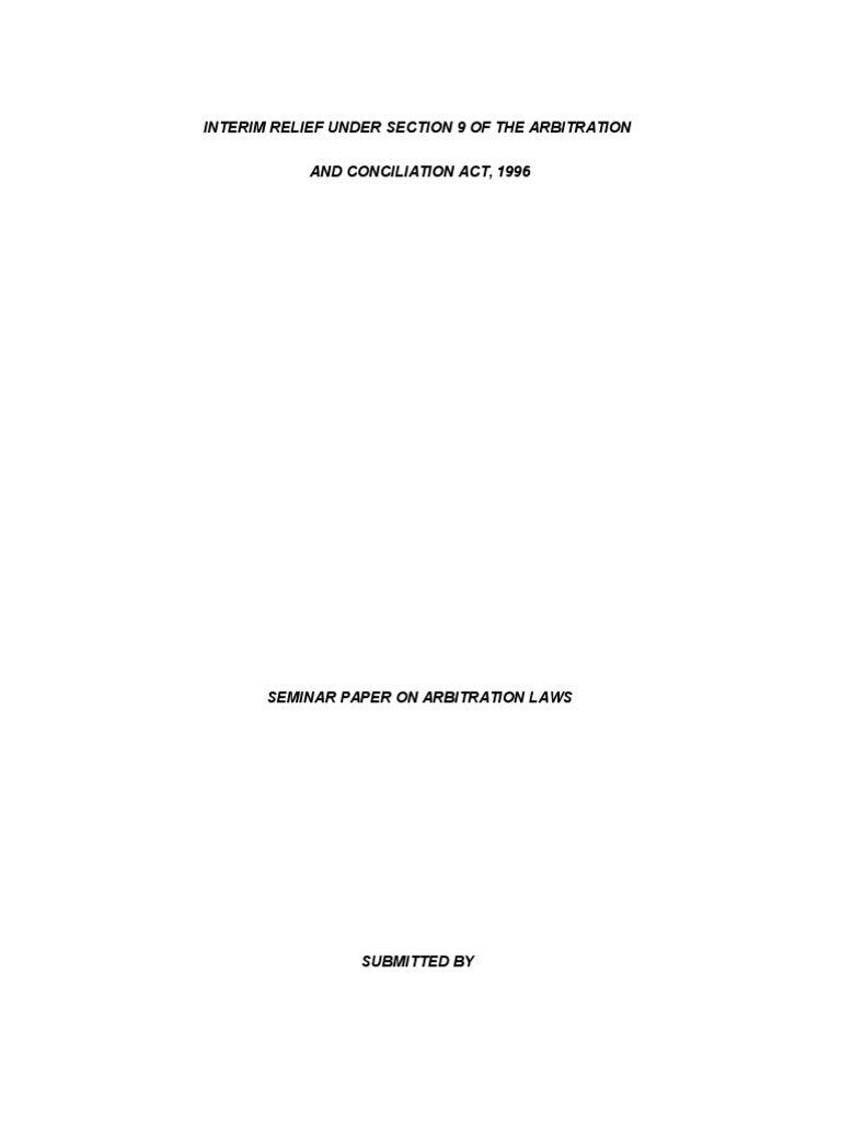 Interim Relief in Arbitration: Section 9 Insights | PDF | Arbitration | Arbitral Tribunal