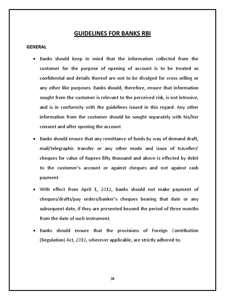 Guidelines For Banks Rbi: General | PDF | Money Laundering | Identity ...