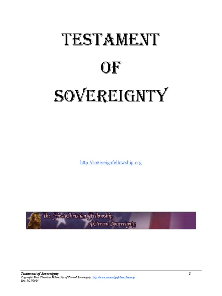 Testament of Sovereignty, Form #11.109 | PDF | Commerce Clause | Government
