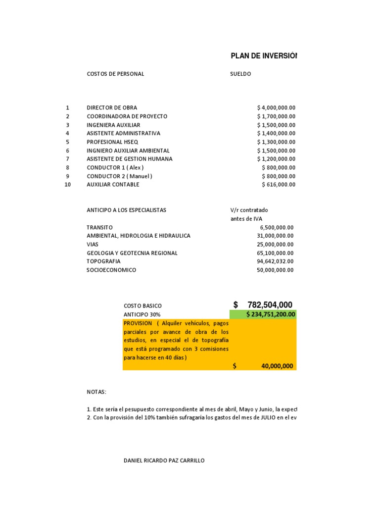 Plan de Inversión de Anticipo Aprobado | PDF | Ciencia y matemáticas