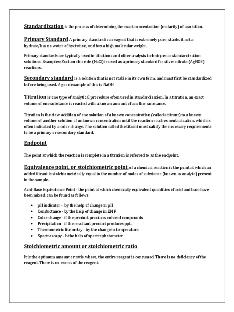 Standardization | Titration | Chemistry