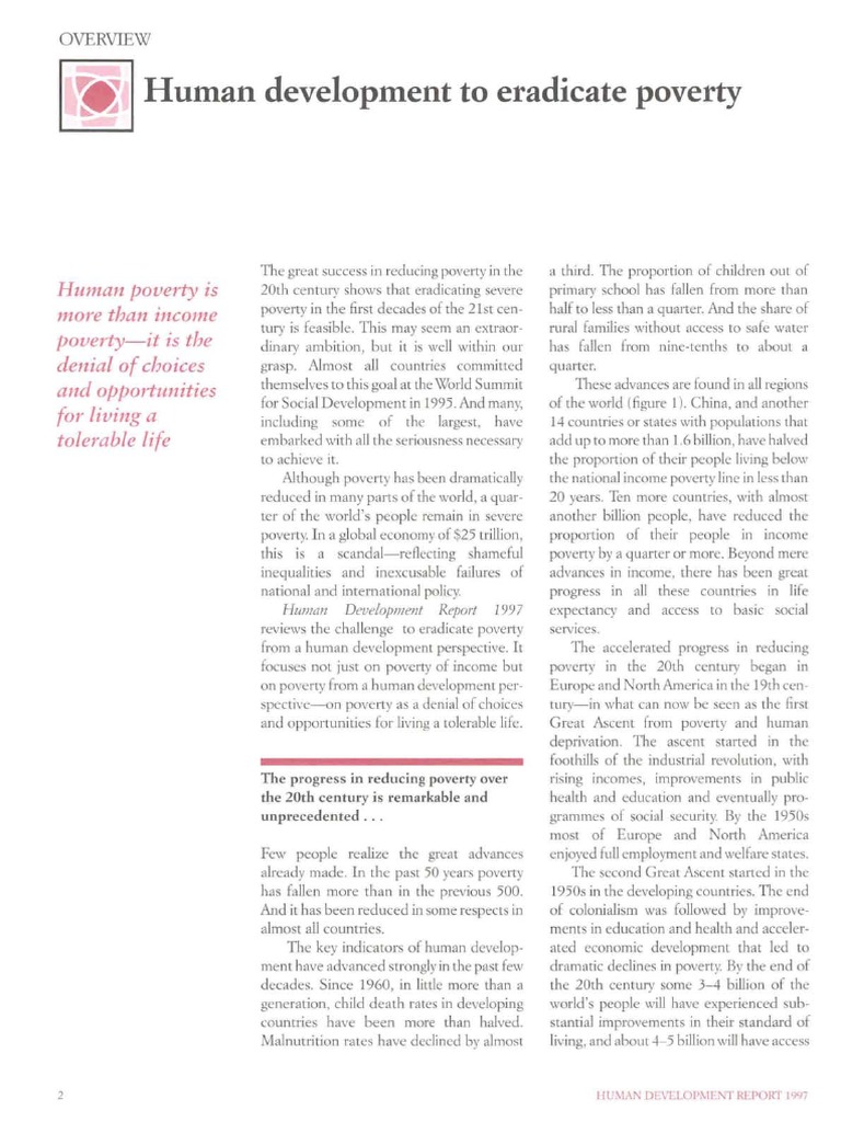 Human Development To Eradicate Poverty | PDF | Poverty Threshold | Poverty