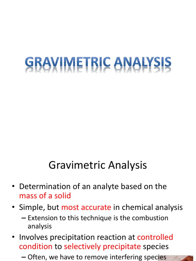 Overview of Gravimetric Analysis Steps | PDF | Precipitation (Chemistry ...