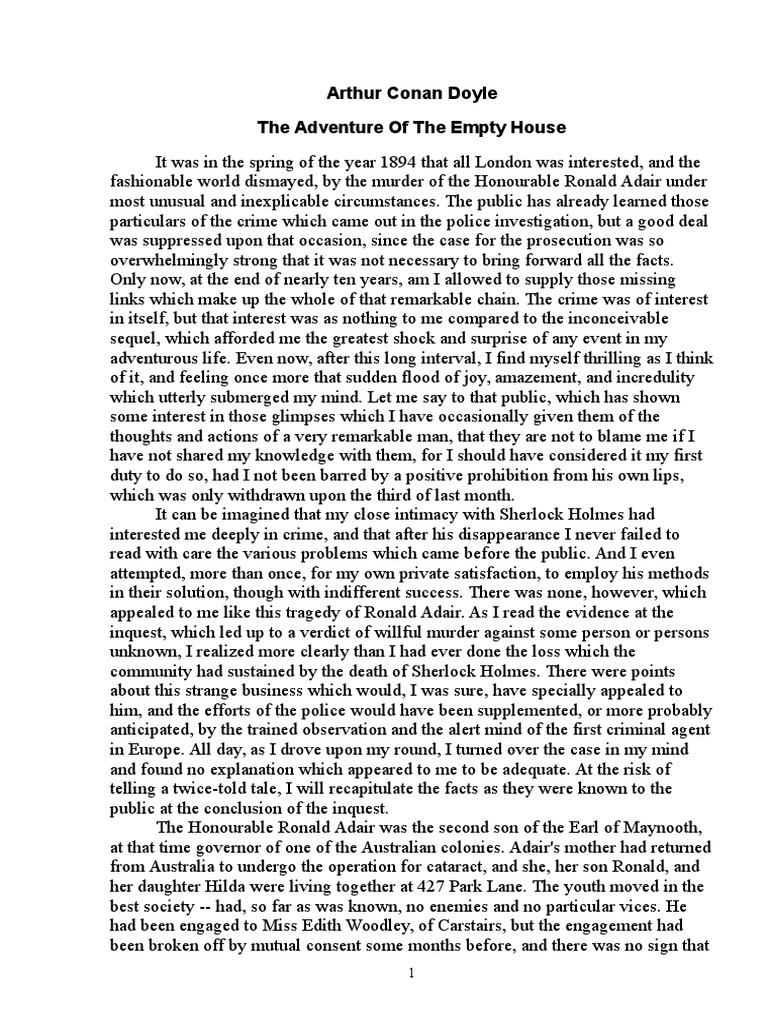 The Adventure of The Empty House | PDF | Nature