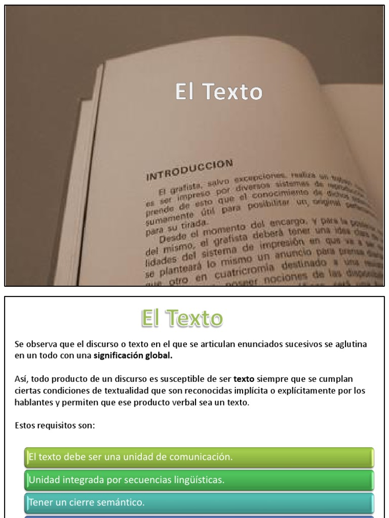 El Texto (Concepto y Propiedades) | PDF | Palabra | Gramática