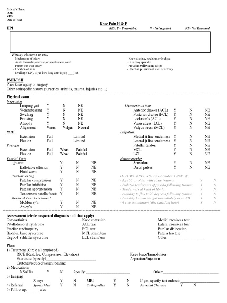 Knee Exam | Knee | Musculoskeletal Disorders